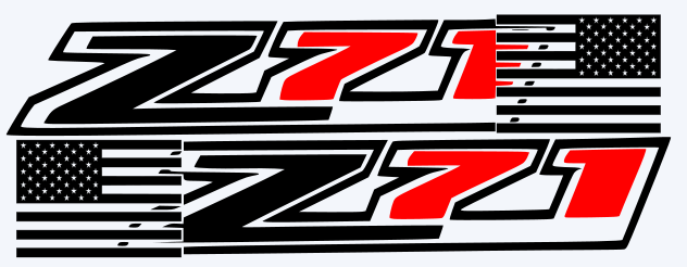 Bedside Sets :: Chevy Z71 with Flag Bedsides - Welcome to C2C Custom Vinyl!